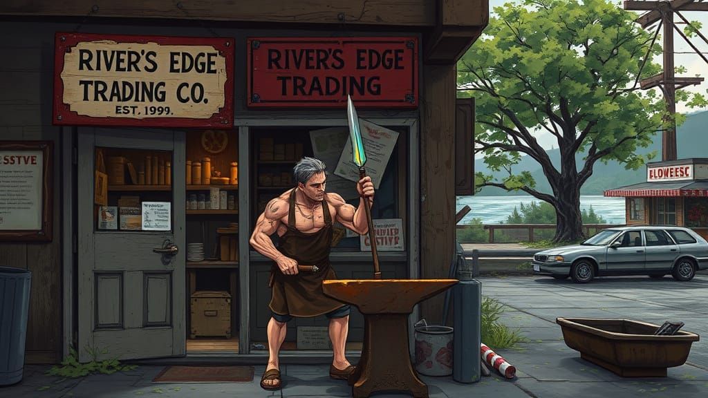 Muscular Blacksmith in Post-Modern Decay - AI Art