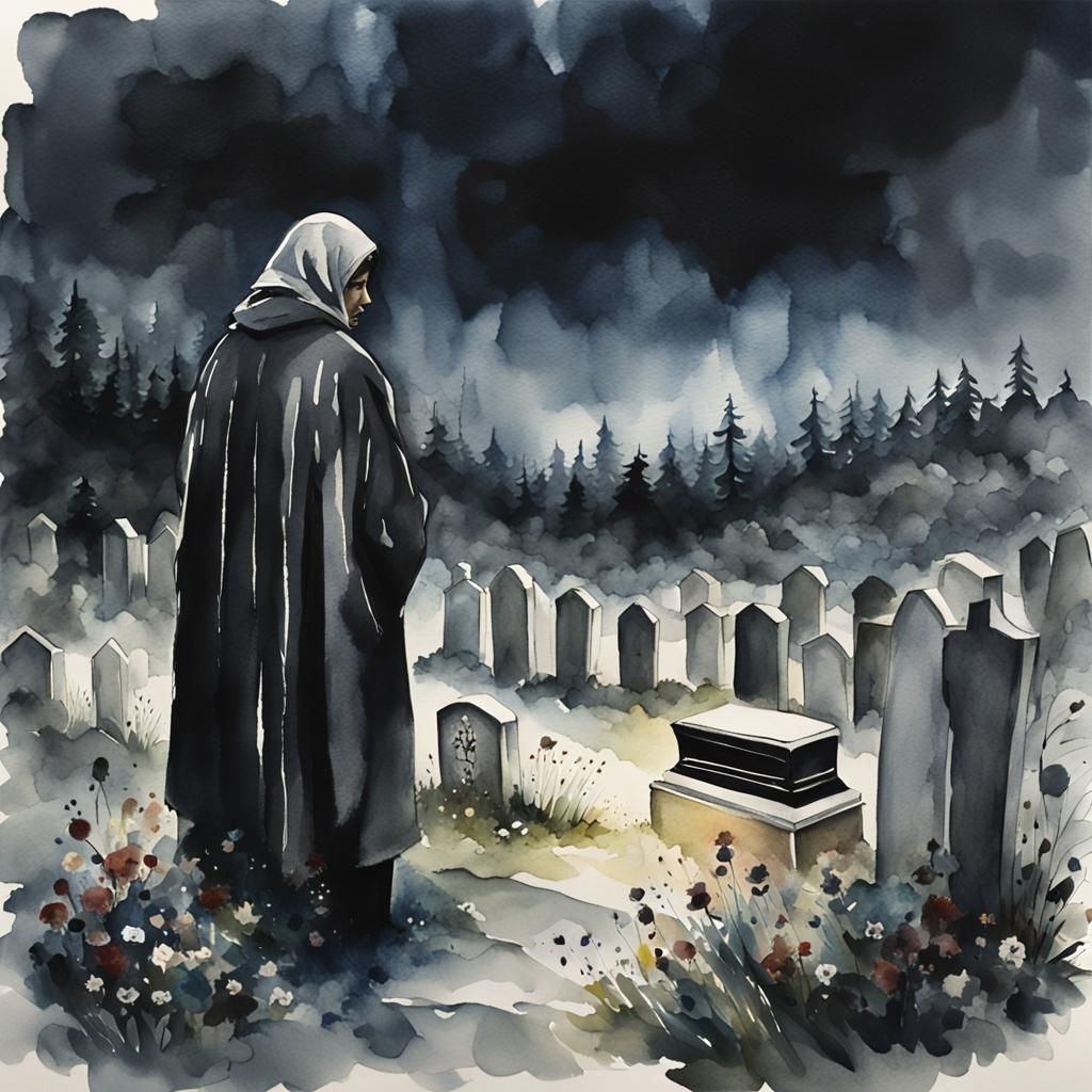 The mourner bids farewell - AI Generated Artwork - NightCafe Creator