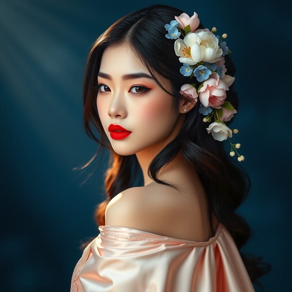Ethereal Beauty in Traditional Asian Style Impress... - AI Art