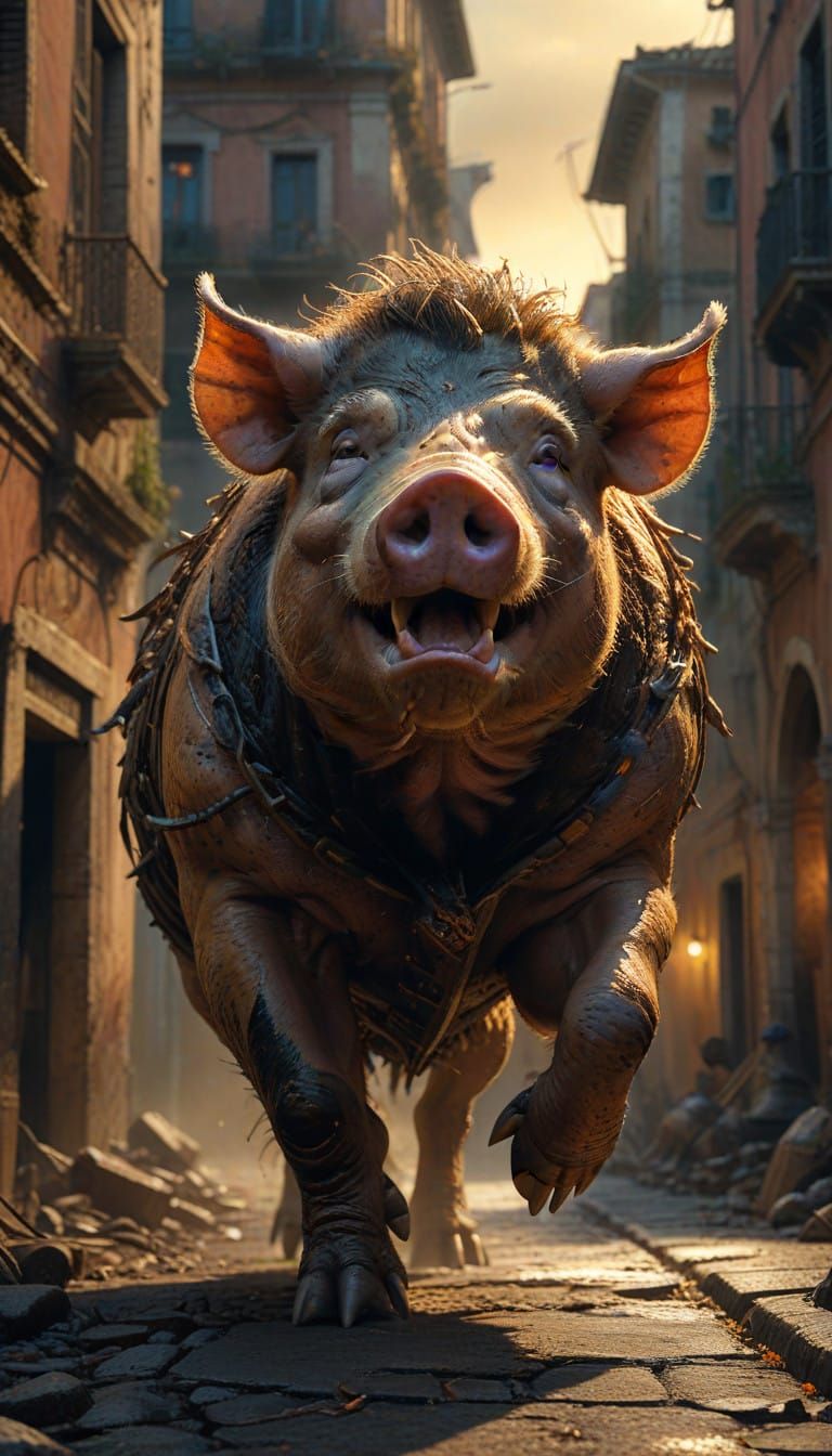 Ferocious Roman Beast Unleashes Fury - AI Art