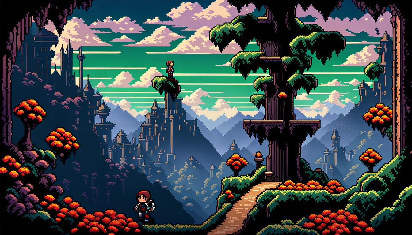 platforms game; pixel art - AI Generated Artwork - NightCafe Creator