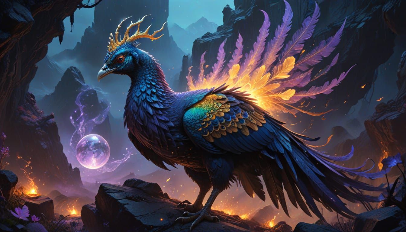 In a resplendent, hyper-realistic dreamscape, 20 mythical creatures ...