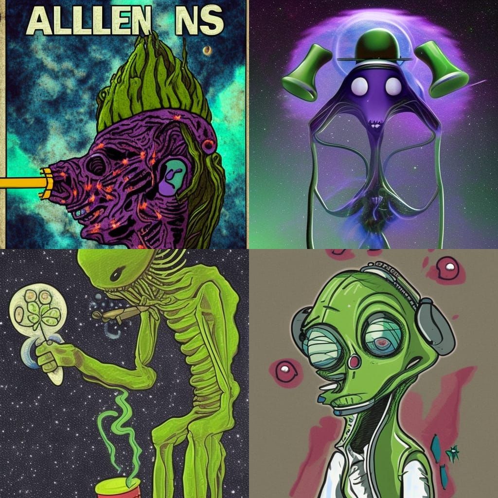Aliens smoking weed - AI Generated Artwork - NightCafe Creator