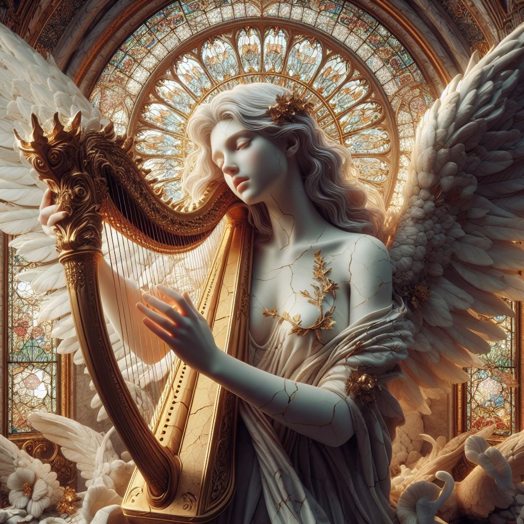 Angel playing Harp - AI Generated Artwork - NightCafe Creator