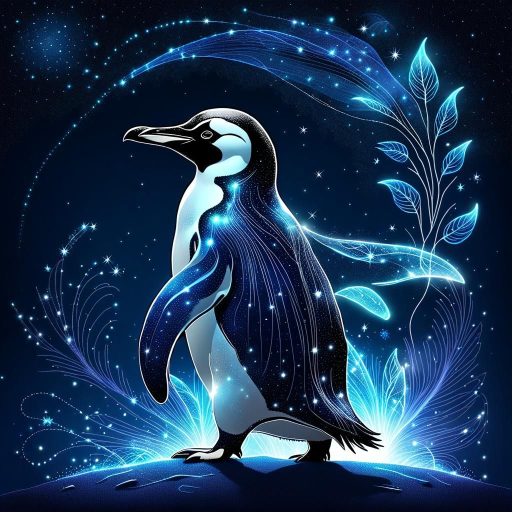 Contour silhouette drawing of beautiful penguin in linework style, One ...