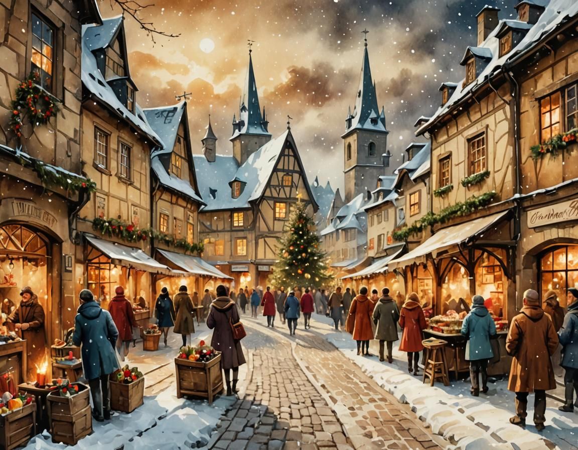 vintage Christmas market - Magical Winter Festivity in Old W...