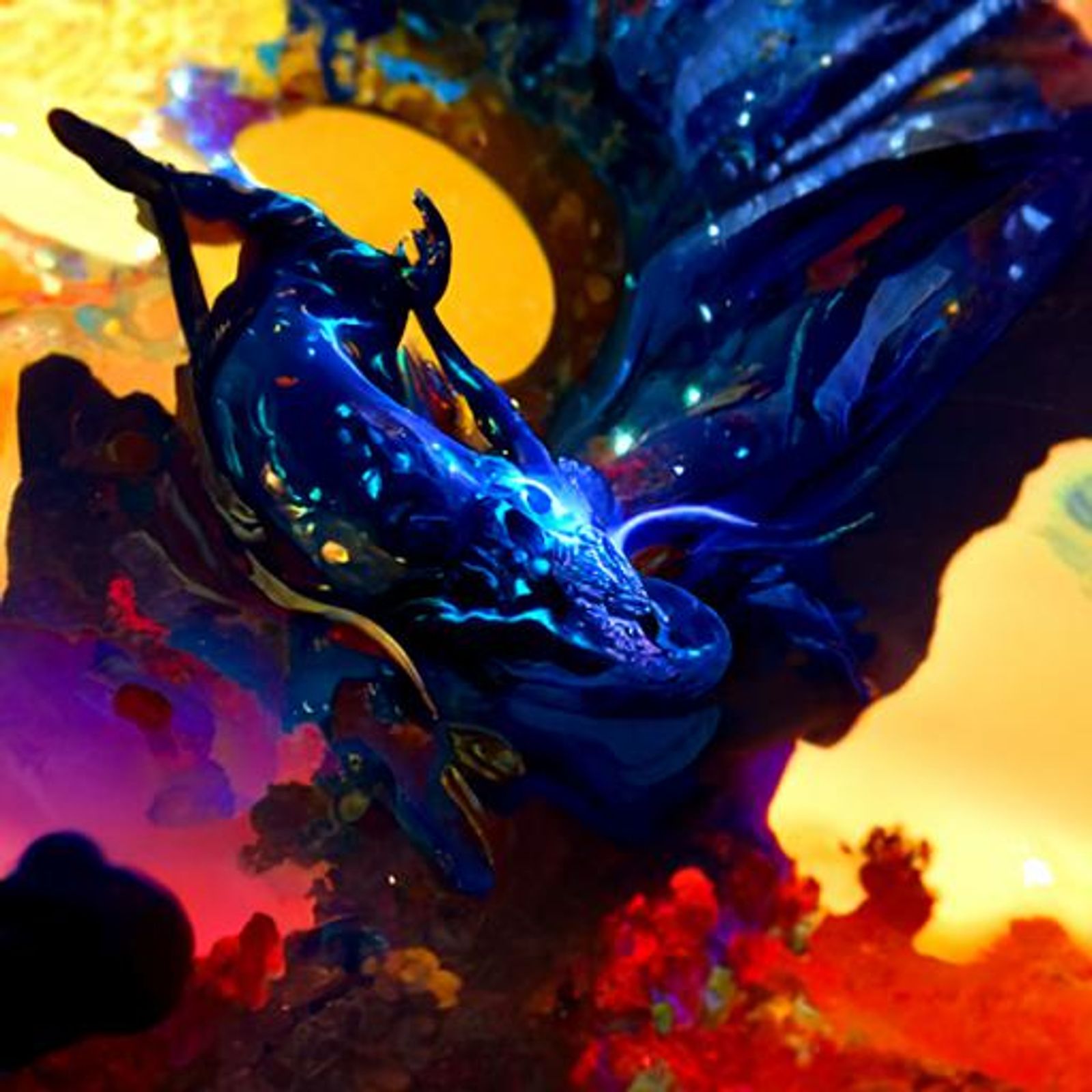 Blue planet. Cosmic dragon - AI Generated Artwork - NightCafe Creator