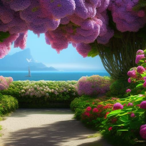 Secret hydrangea garden - AI Generated Artwork - NightCafe Creator
