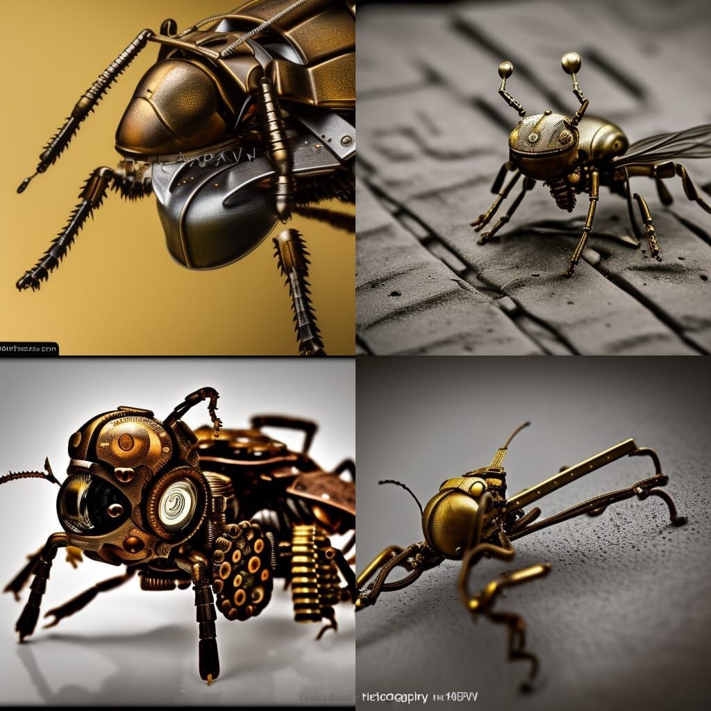 Steam punk (insect) made of watch parts, macro photography Professional ...