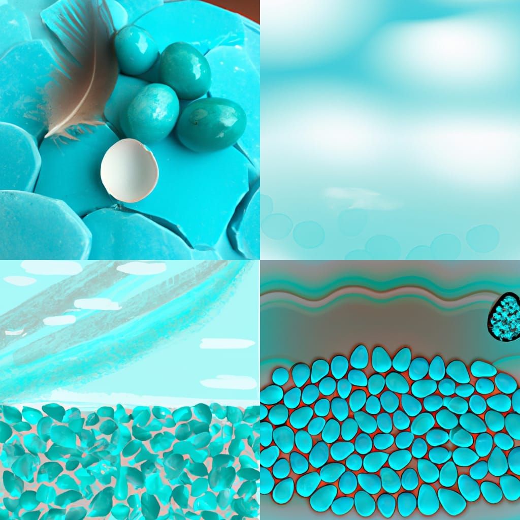 A fantasy in teal puce turquoise the color of Robin egg shells and the ...