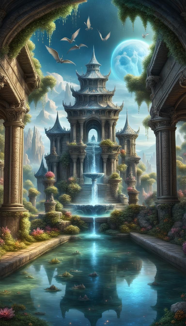 Magical Water Fountain - AI Generated Artwork - NightCafe Creator