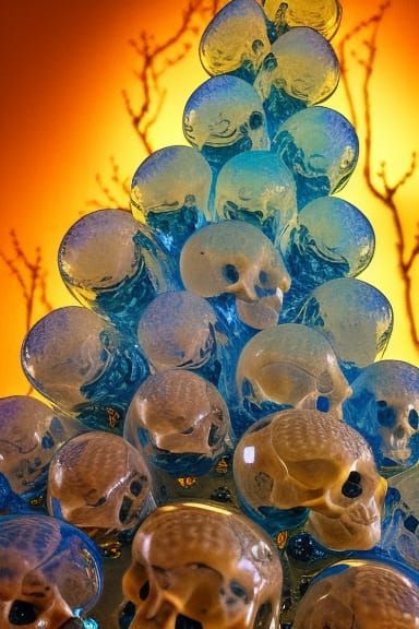 a tower of translucent skulls - AI Generated Artwork - NightCafe Creator