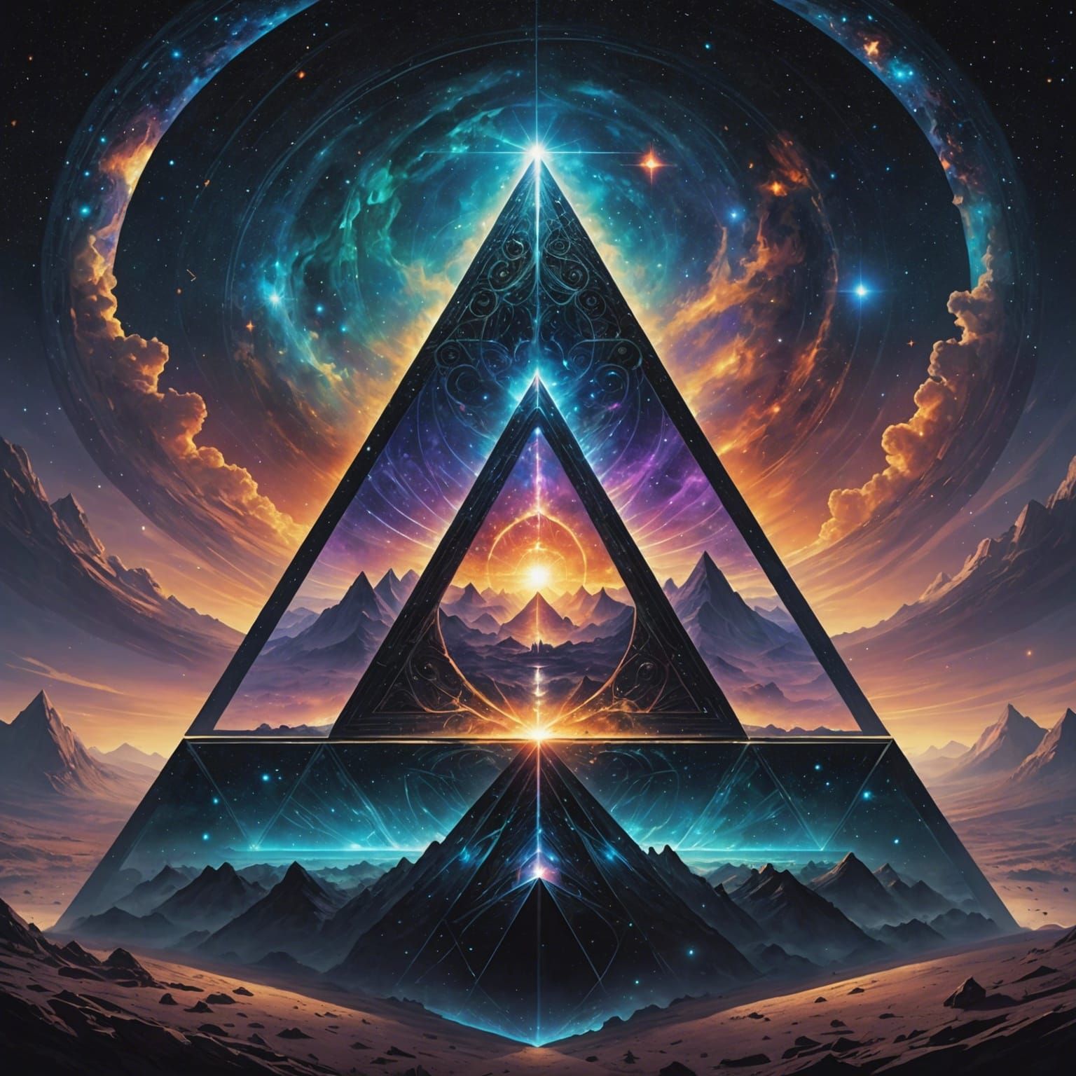 Intricately detailed Irridescent galactic pyramid, Bill Weasley ...