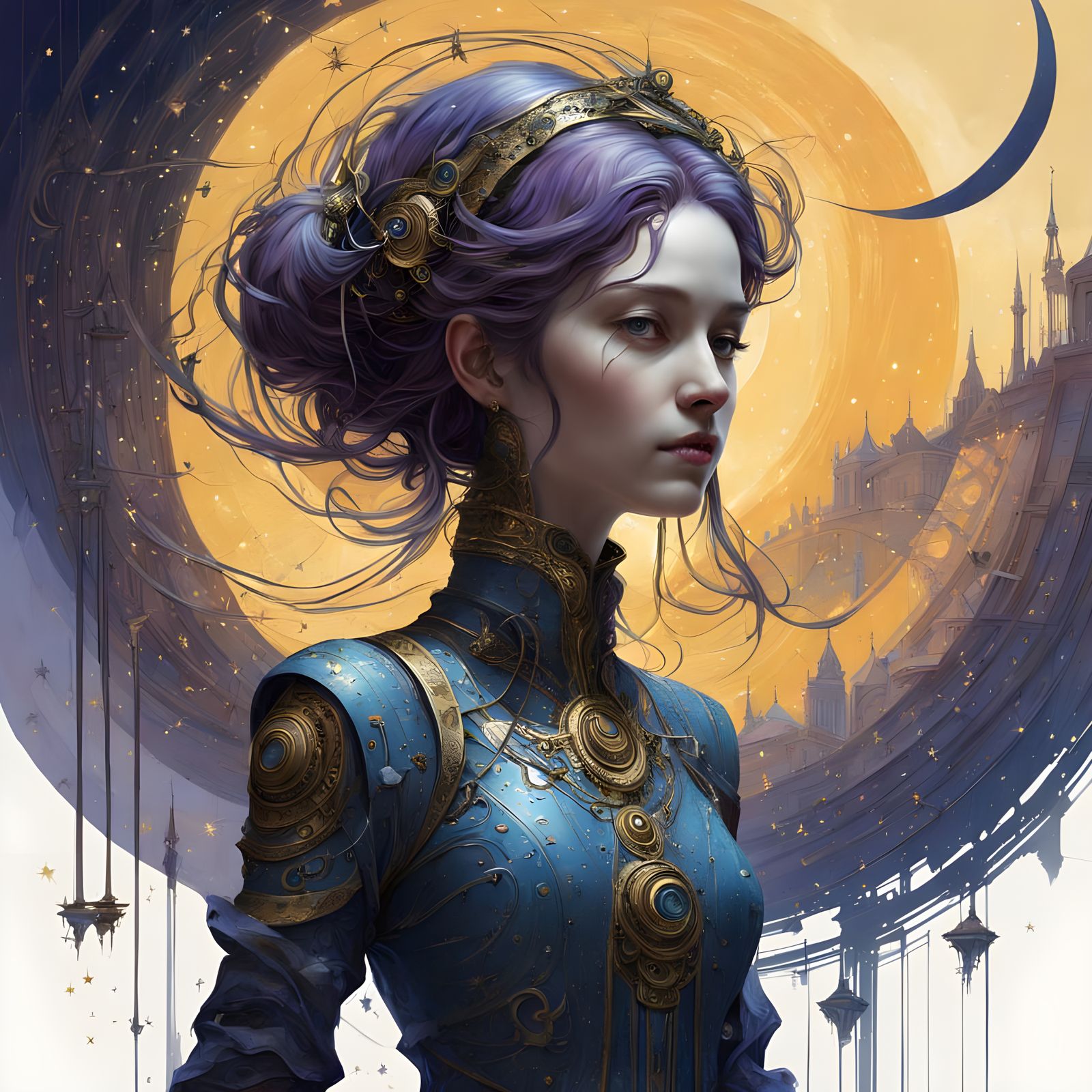 Digital Serenity: A Cosmic Dreamscape Face - AI Art