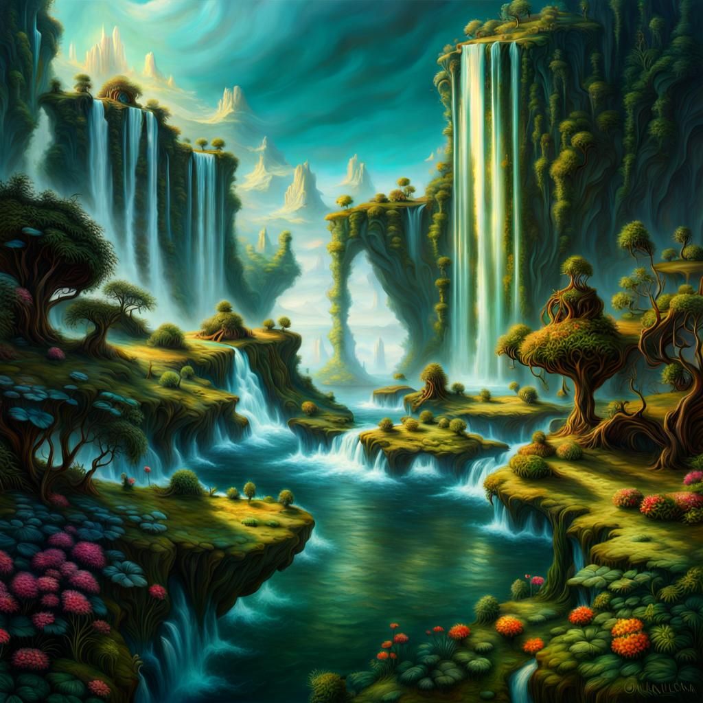 Cascading Falls - AI Generated Artwork - NightCafe Creator
