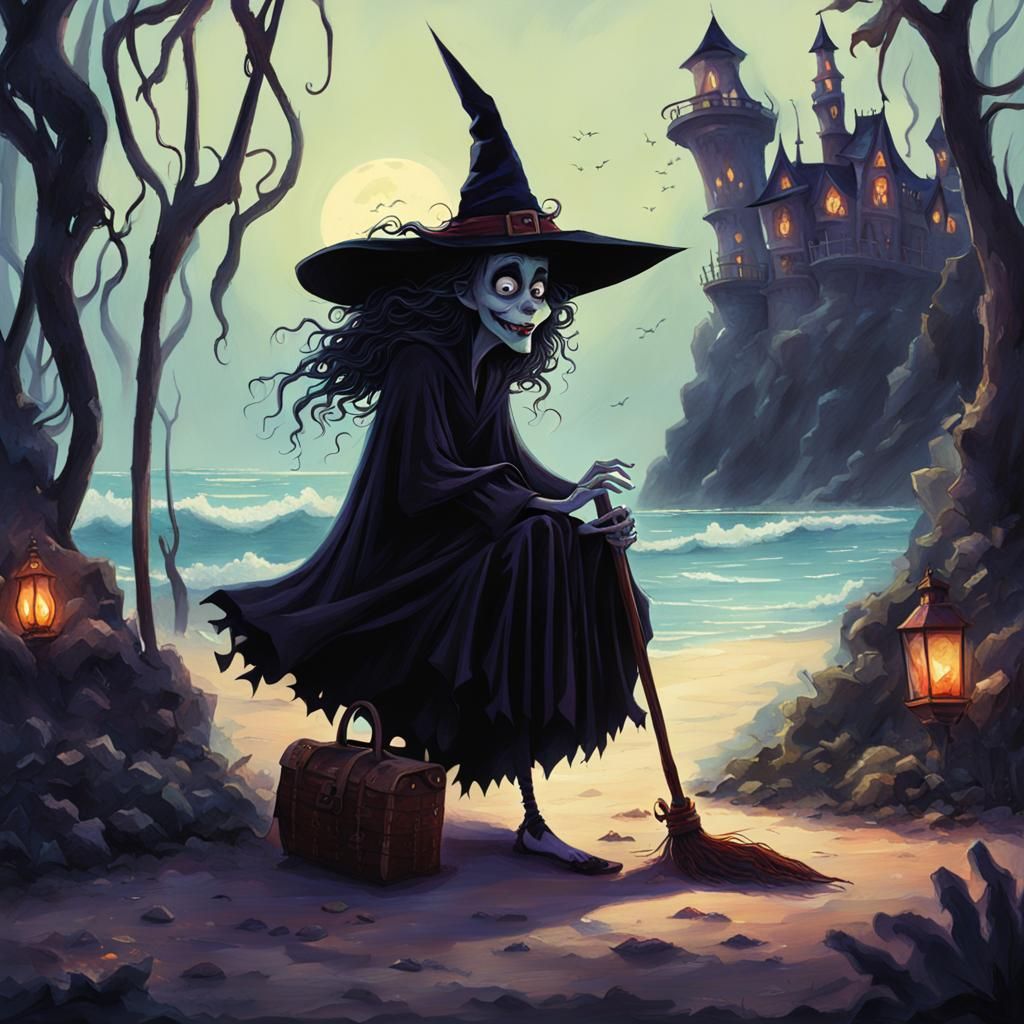 Dark Sinister Fantasy Witch on Vacation// Disney, Pixar, Tim Burton ...