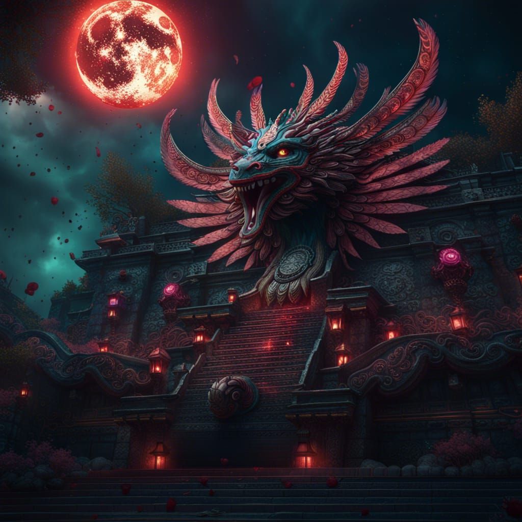 quetzalcoatl the seance bleeding moon - AI Generated Artwork - NightCafe Creator