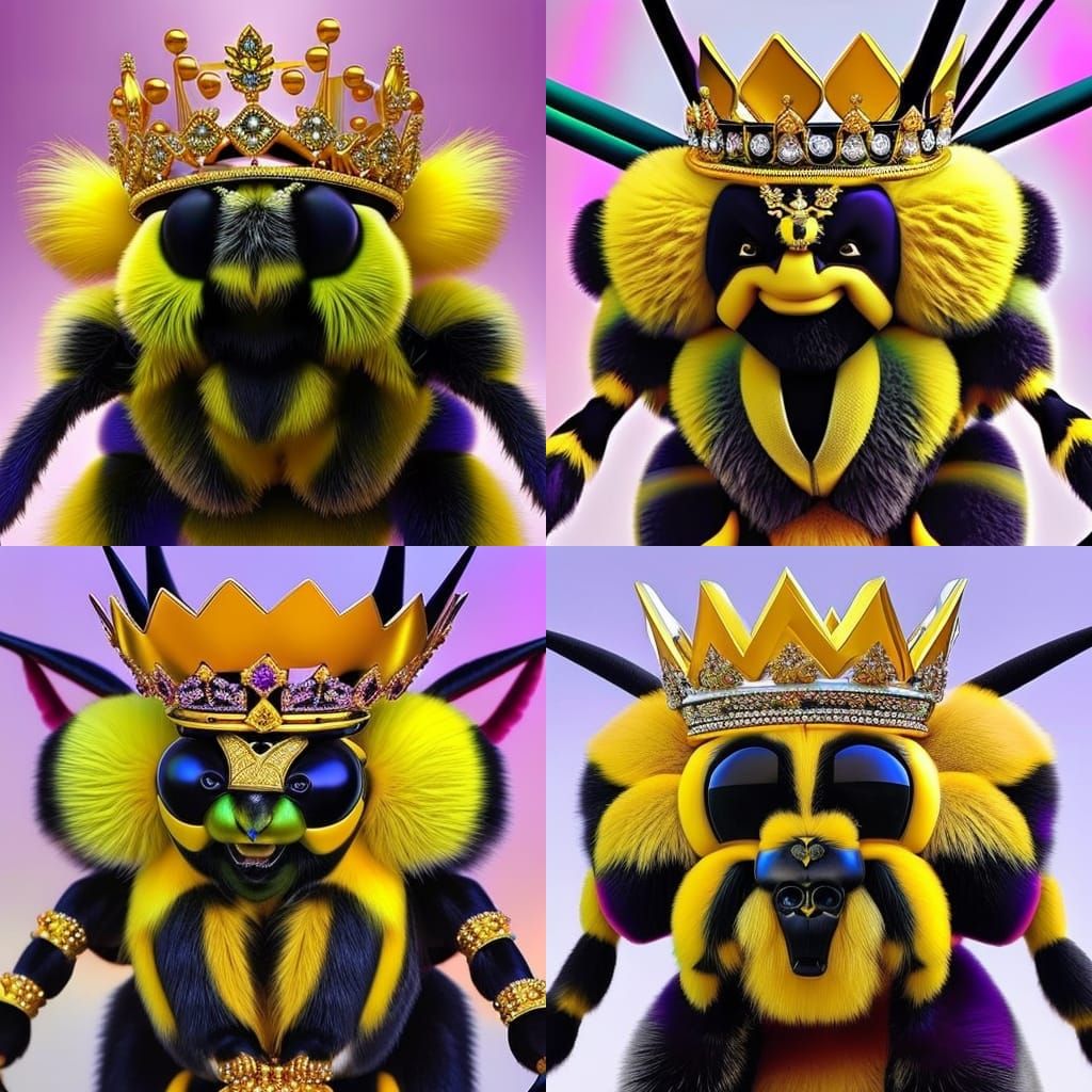 Portrait of a Beautiful Happy Regal 🐝Crown Wearing Queen Bumblebee 👑🐝 ...