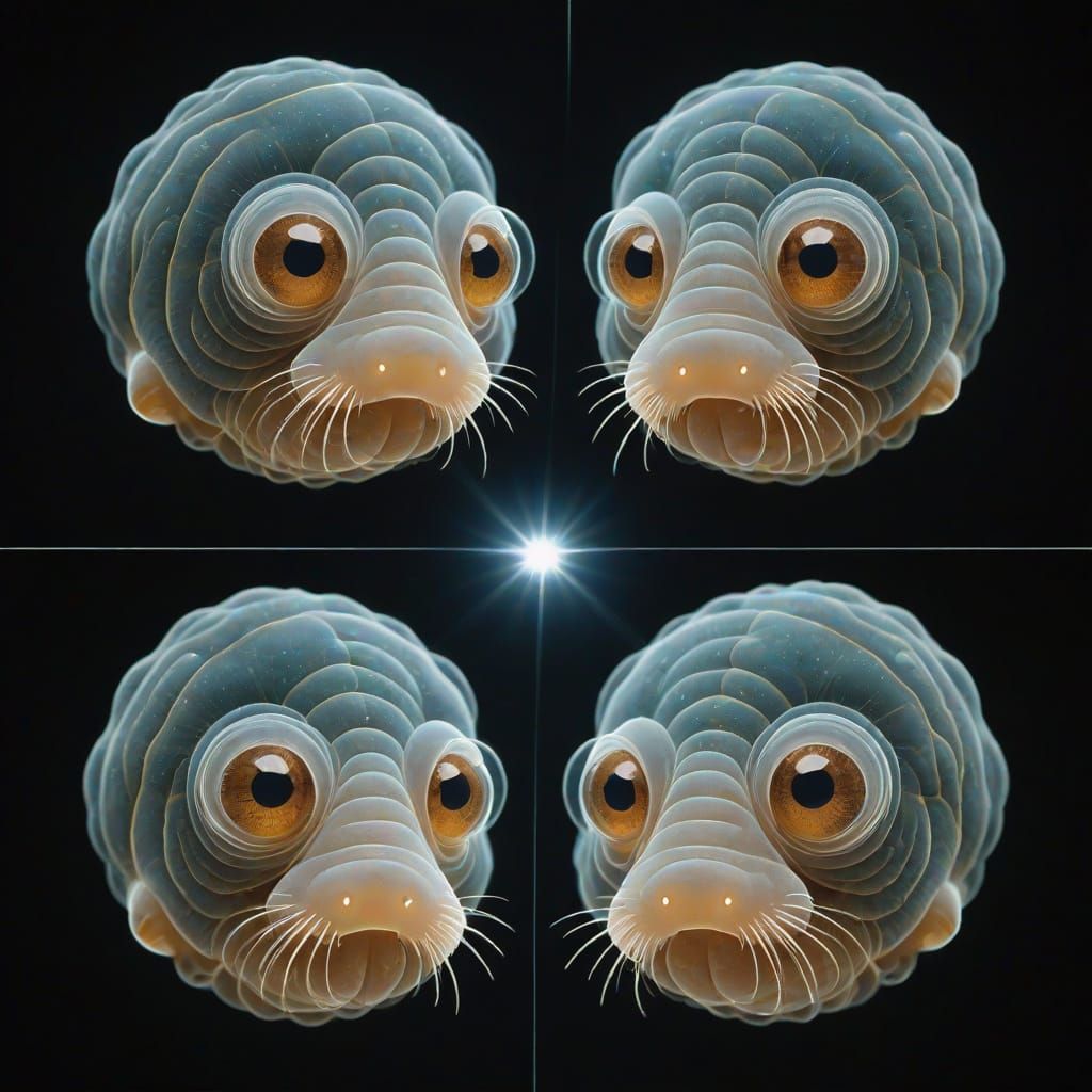 Love in the Microscopic Realm: Tardigrade Couple's... - AI Art