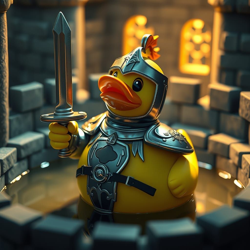 Medieval Knight Duck - Chivalrous Rubber Duck in 16K Armor