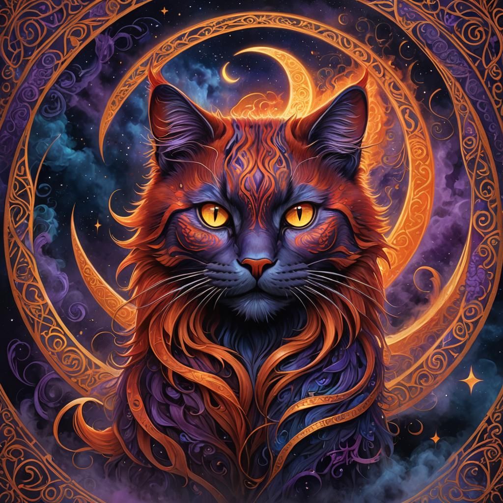 Arabic Cat with Crescent Moon - AI Generated Artwork - NightCafe Creator