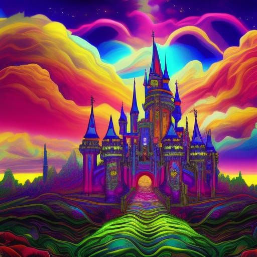 Psychedelic fantasy castle. - AI Generated Artwork - NightCafe Creator