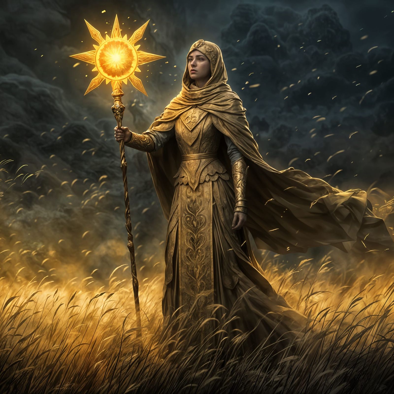 Acolyte of Arados: Radiant Faith in the Shadows - AI Art