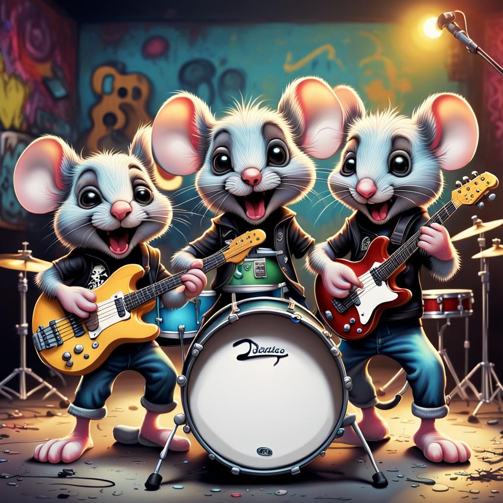 Rockn roll mouse band - AI Generated Artwork - NightCafe Creator