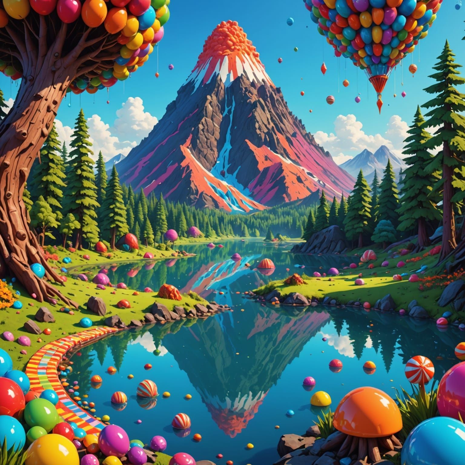 lake, prehistoric forest, volcano - lake, prehistoric forest...