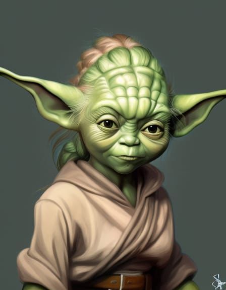Highly detailed portrait of A girl YODA, beautiful d&d character ...