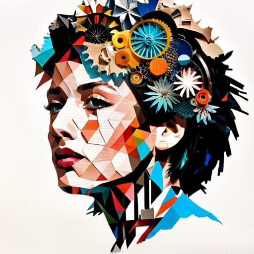 Beauty Portrait in Collage Art - AI Generated Artwork - NightCafe Creator