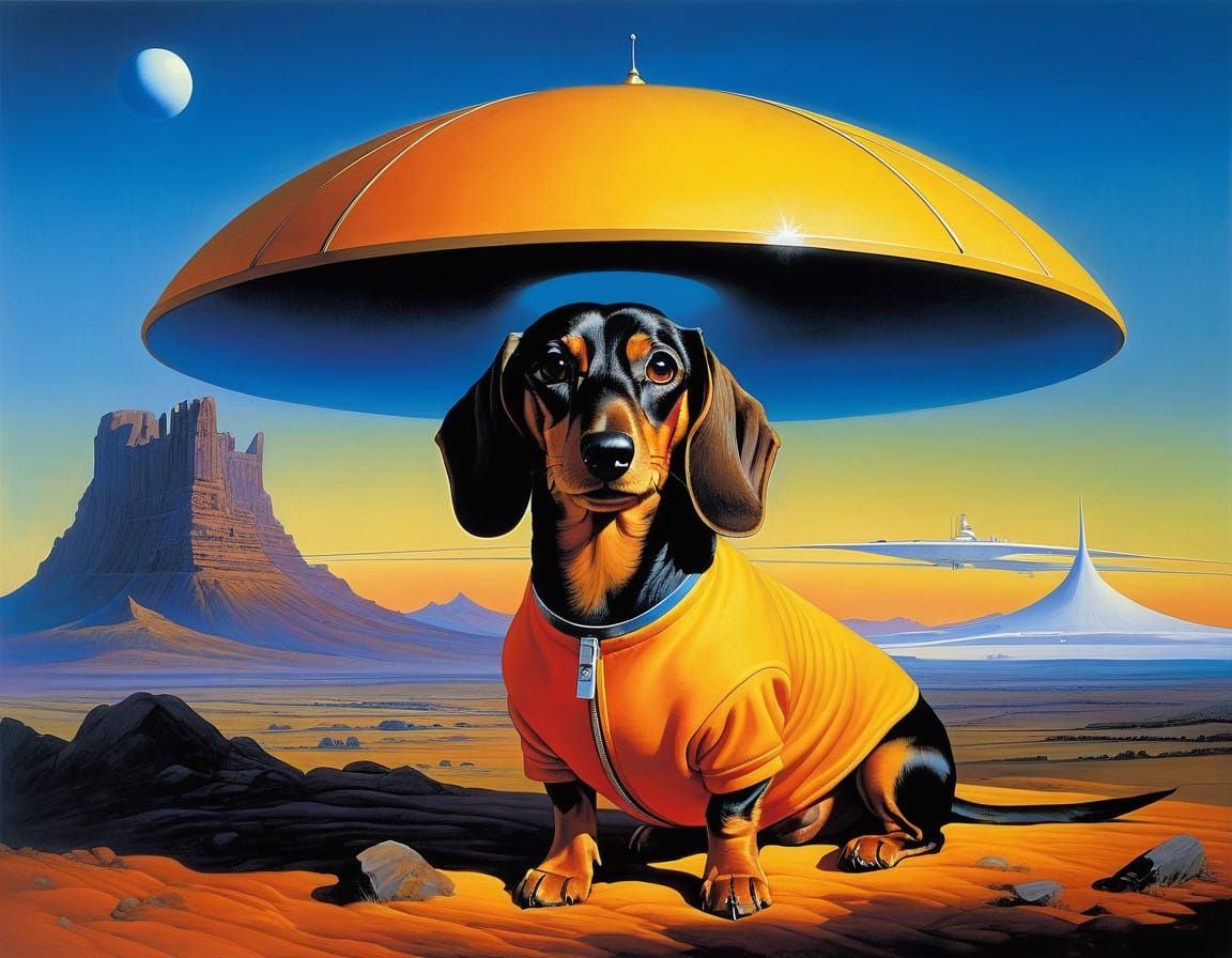 Space doggy - Hot Dog Hound in Vibrant Carnival Scene