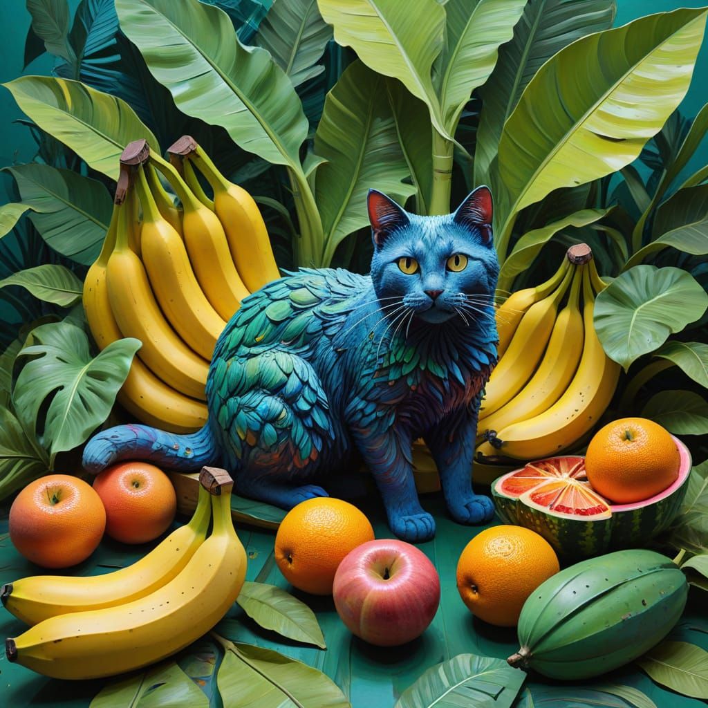 a bunch of cat bananas - Vibrant Cat Bananas in Whimsical St...