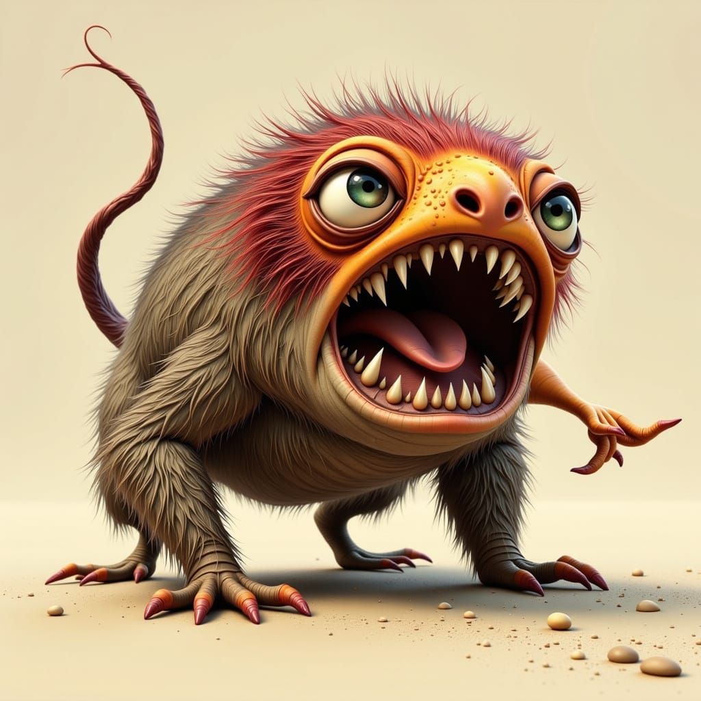 Enchanted Fae Creature Rolls Forward in Earthy Whi... - AI Art