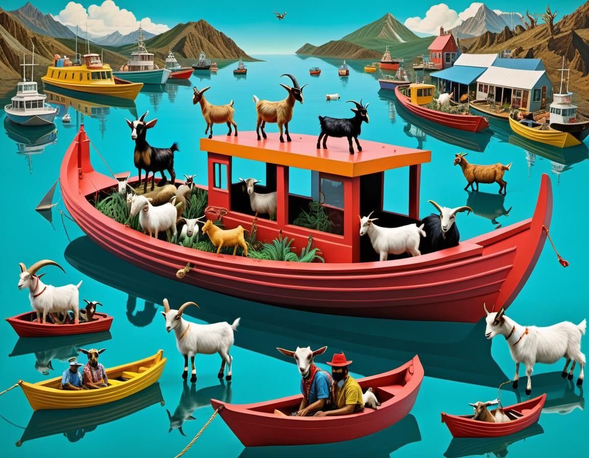Goats Afloat - AI Generated Artwork - NightCafe Creator