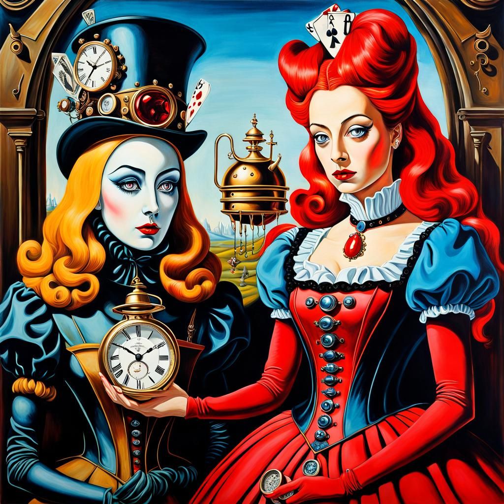 The Red Queen and Alice - AI Generated Artwork - NightCafe Creator
