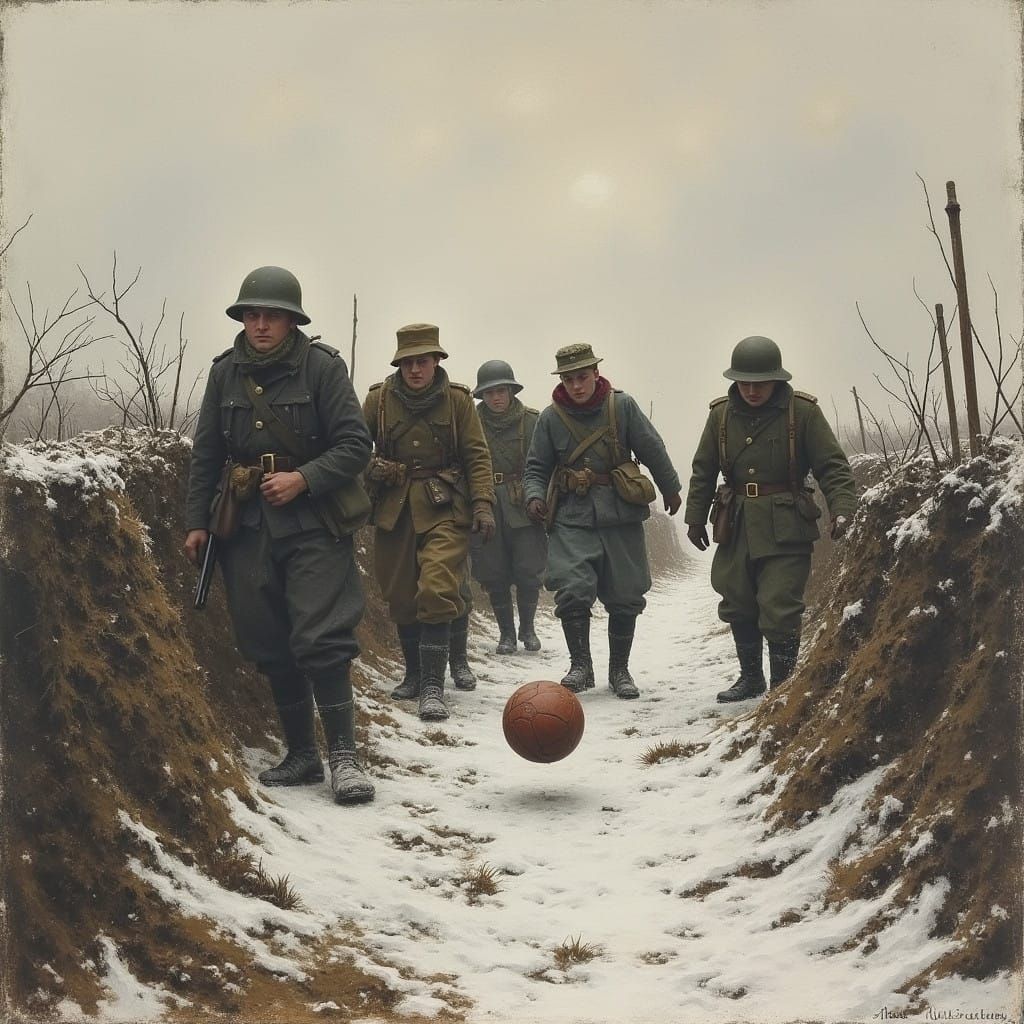 Christmas Truce in Flanders: Soldiers Unite in Foo... - AI Art