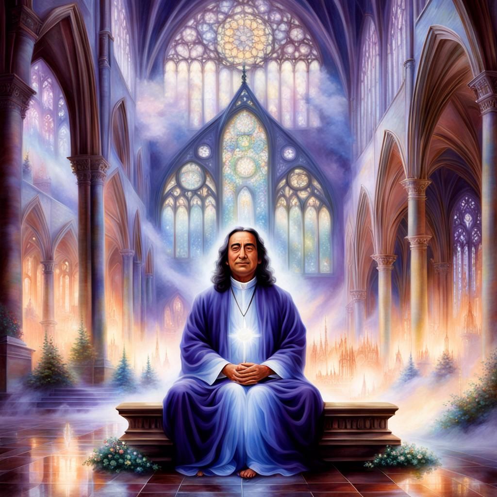 Paramahamsa Yogananda Meditating in a Cathedral - AI Generated Artwork ...