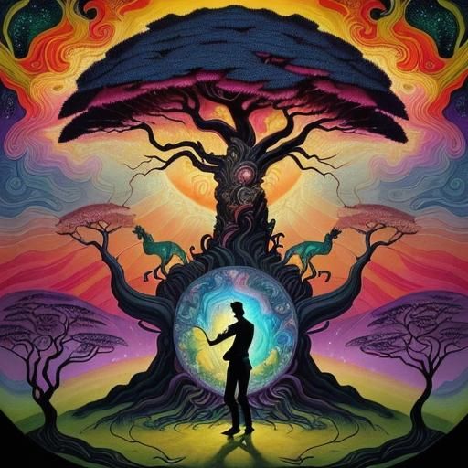 a painting of a man standing in front of a tree, inspired by Aaron ...