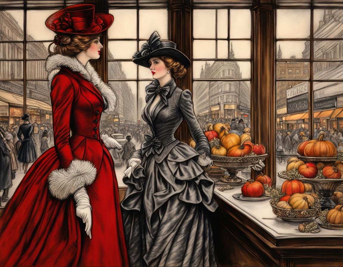 Statuesque woman, smartly dressed, window shopping at Macy's on ...