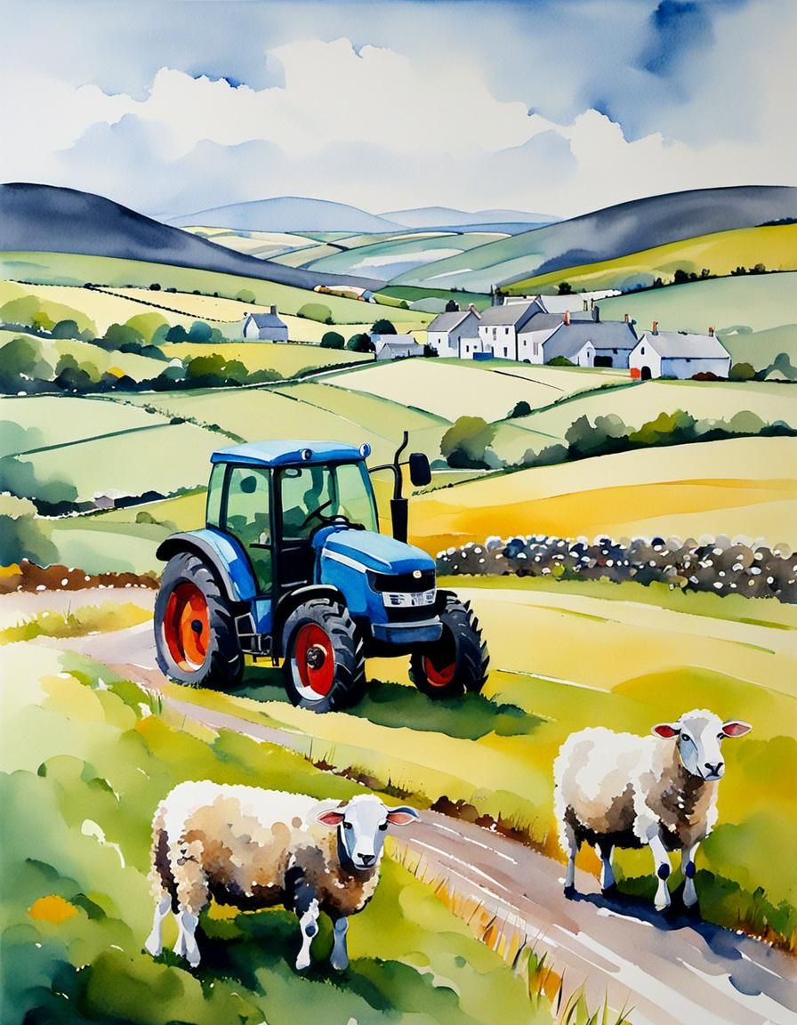 COUNTRYSIDE IN WATERCOLOUR - AI Generated Artwork - NightCafe Creator