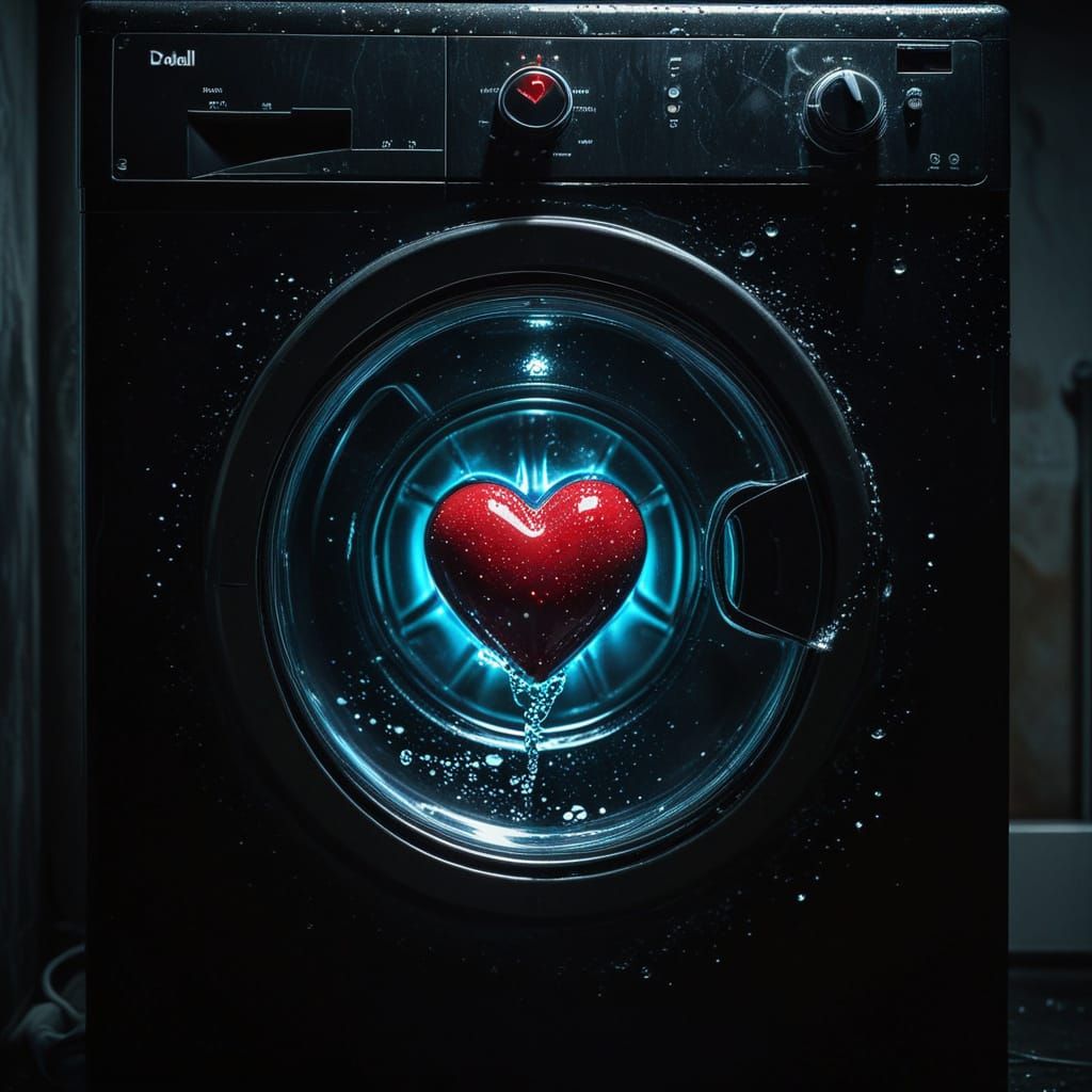washing machine heart - Surreal Washing Machine with Glowing...