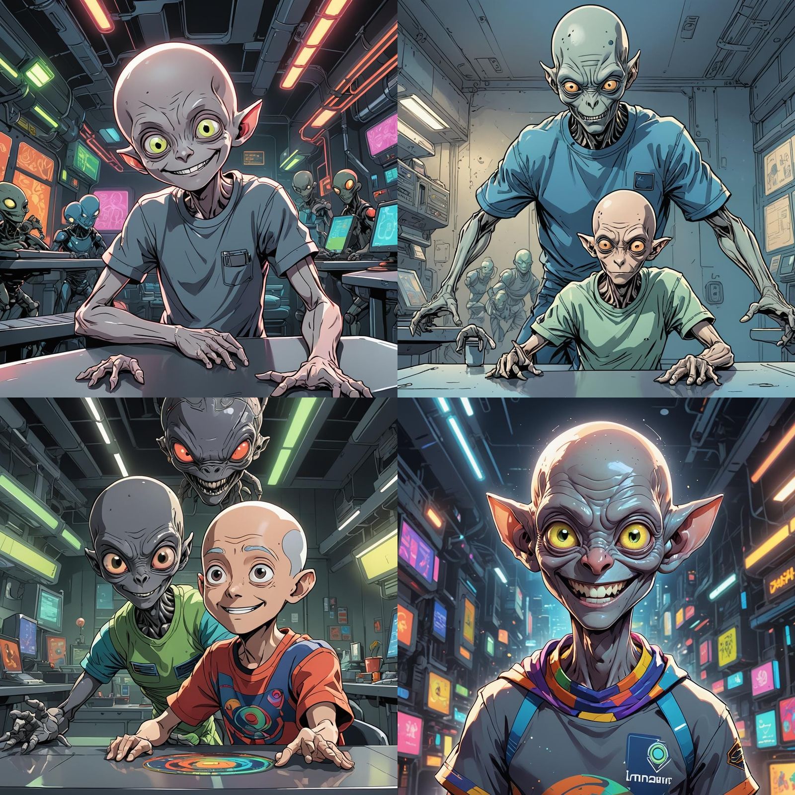 Alien Abduction Scene in Anime Style - AI Art