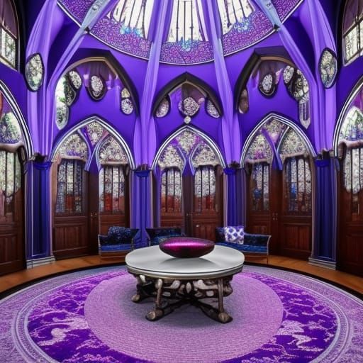 Gothic Circular round living room with Circular Gothic windows with ...