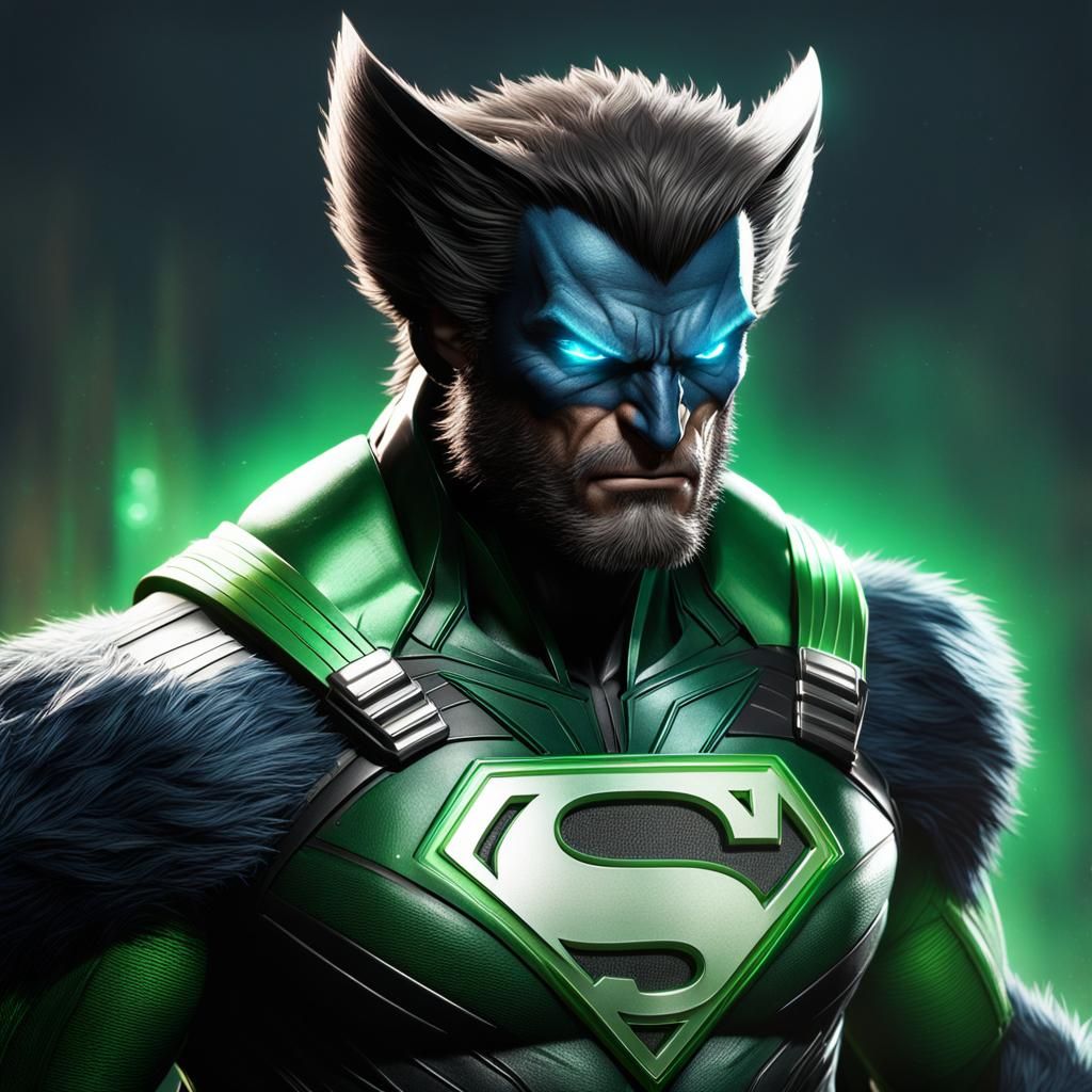 A unique Anthropomorphic Wolverine with a Green and black furry body ...
