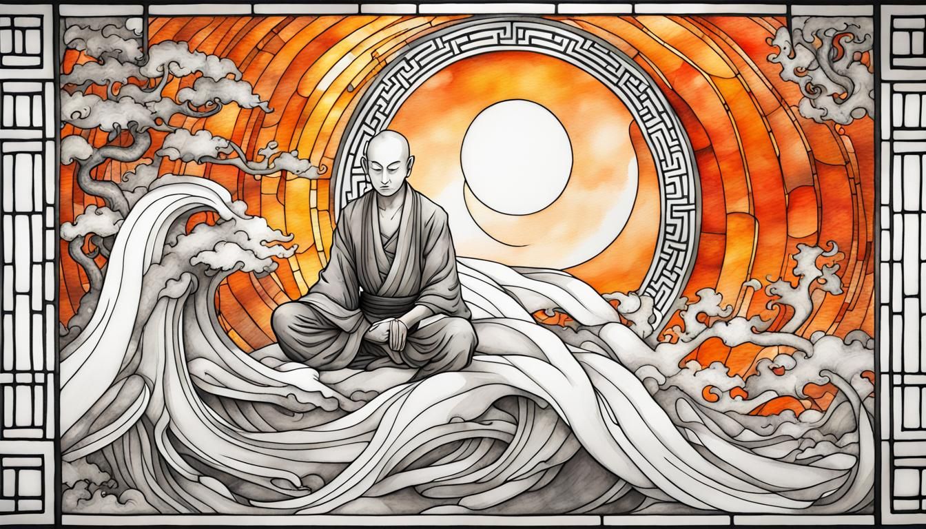 Zen Monk Contemplates the Sun Rise - AI Generated Artwork - NightCafe ...