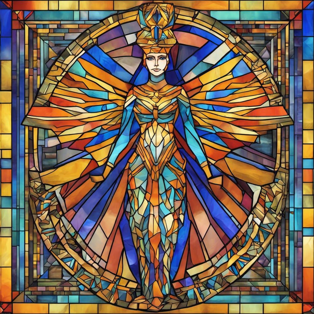 Goddess Isis stained glass Origami paper folds papercraft, made of ...