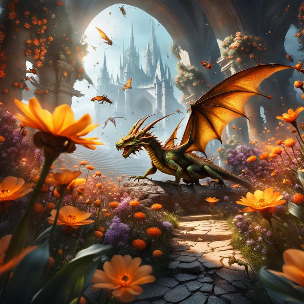 Dragons Garden - AI Generated Artwork - NightCafe Creator