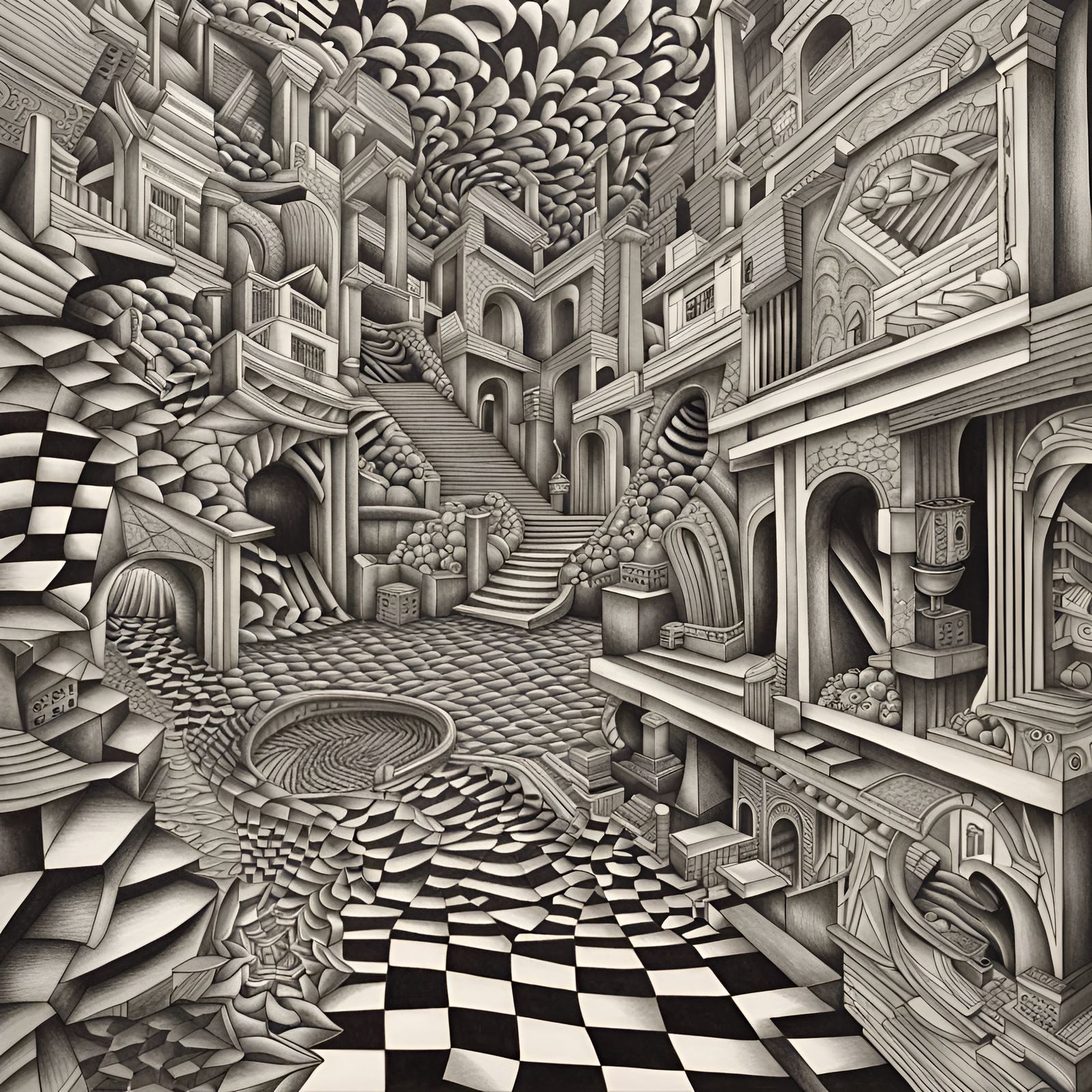 Optical Illusion (Escheresque) - AI Generated Artwork - NightCafe Creator