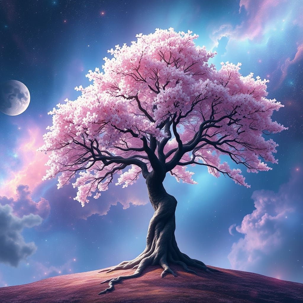 galaxy cherry tree forest - Majestic Cherry Tree Illuminates...